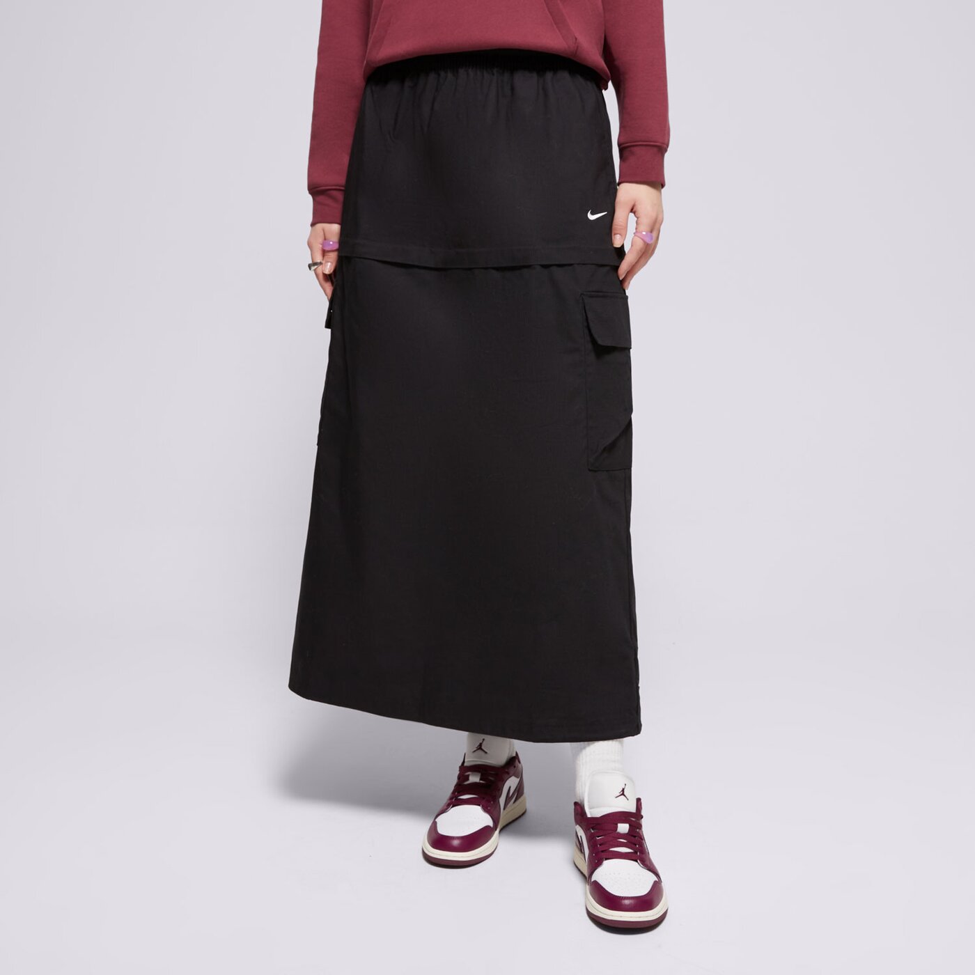 NIKE ПОЛА W NSW ESSTL WVN MR CGO MDI SKT FV7503-010 Дамски Цвят черен Модни Рокли и поли Дрехи ...