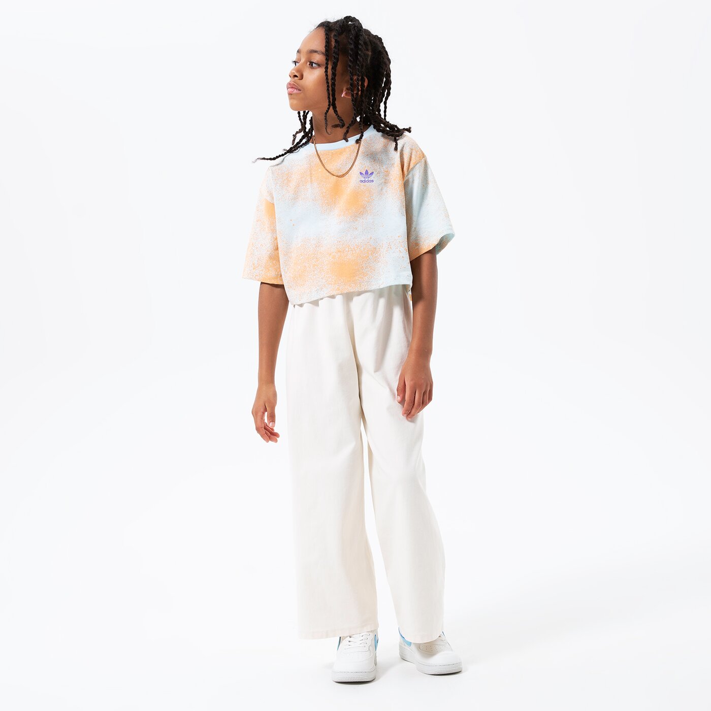 Adidas ТЕНИСКА Crop Tee Girl Hk2929 Детски Цвят бял Модни Тениски Дрехи
