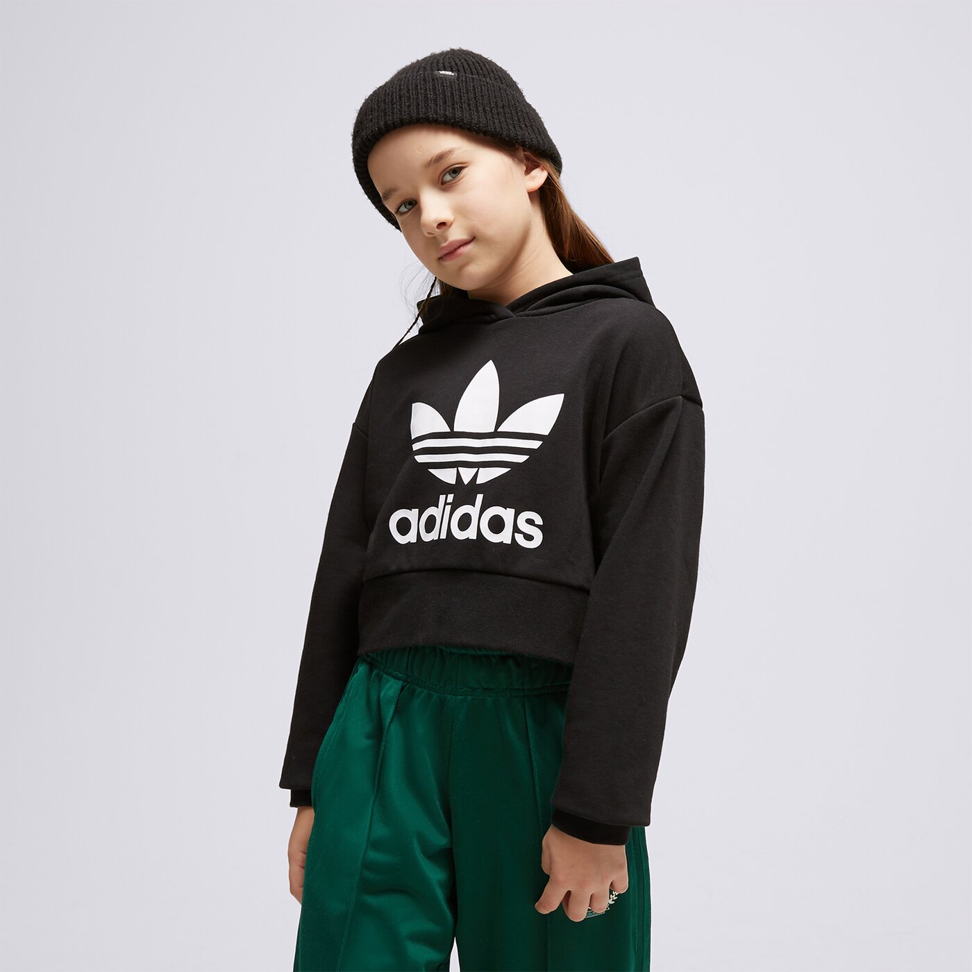 Adidas СУИТЧЪР С КАЧУЛКА Cropped Girl Ij9719 Детски Цвят черен Модни