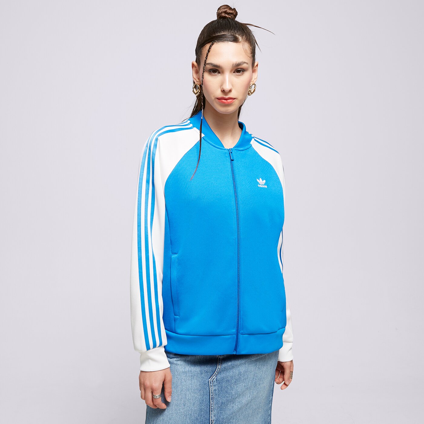 ADIDAS СУИТЧЪР С ЦИП OVERSIZED SST II0718 Дамски Цвят син Модни Суичъри ...