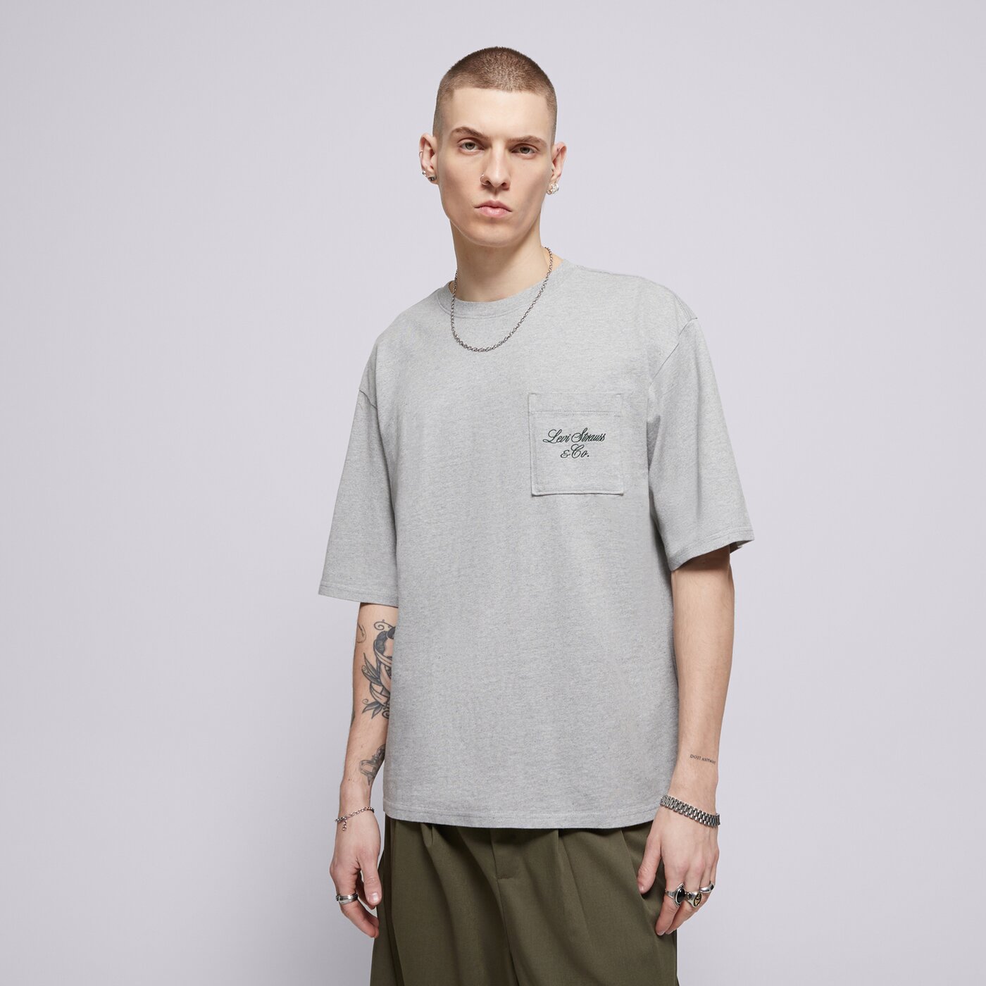 LEVI'S ТЕНИСКА HALF SLEEVE GR PCKT T GREYS 001MH-0002 Мъжки Цвят сив ...