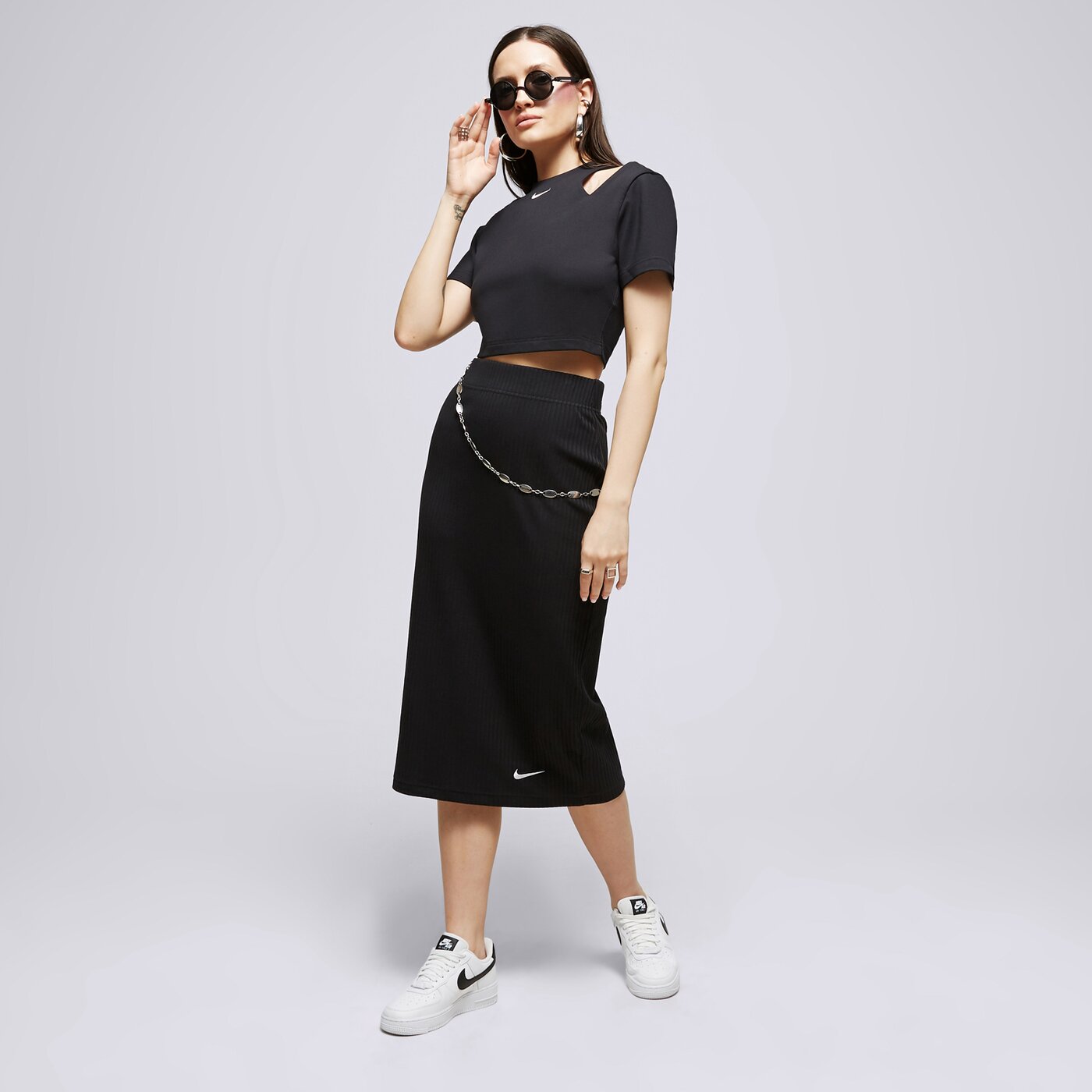 NIKE ПОЛА W NSW RIB JRSY SKIRT DV7956-010 Дамски Цвят черен Модни Рокли ...